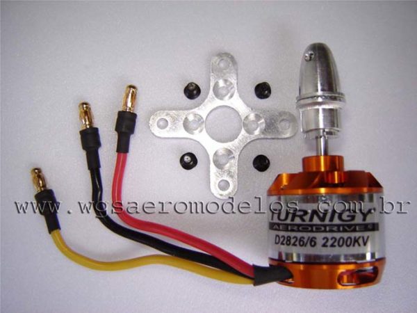 Motor Turnigy 2826/6 Brushless Outrunner 2200Kv. com adap. de Hélice ...